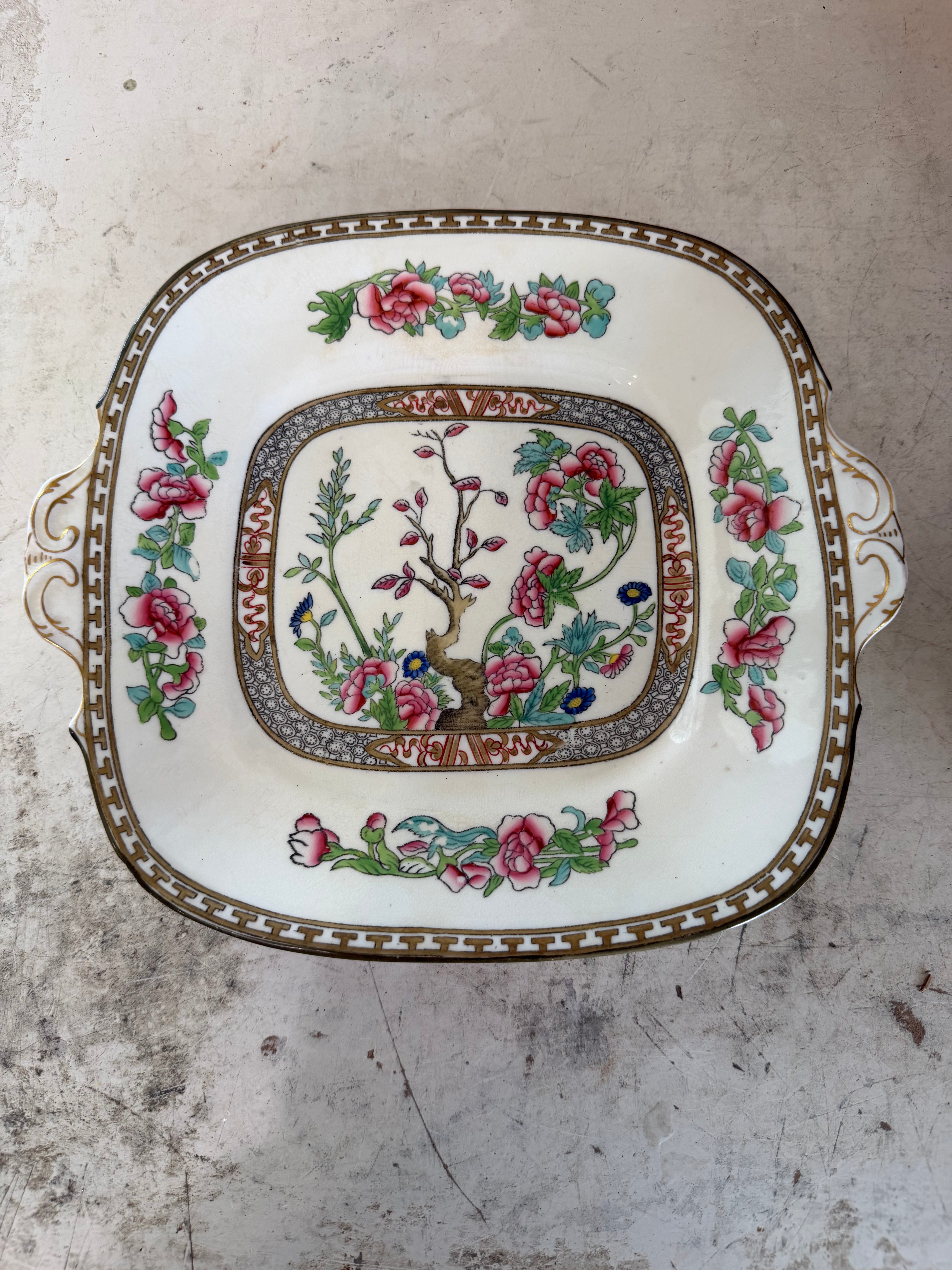 Gorgeous Antique Coalport large, handled plate Chinoserie Indian Tree – Jami Ray Vintage