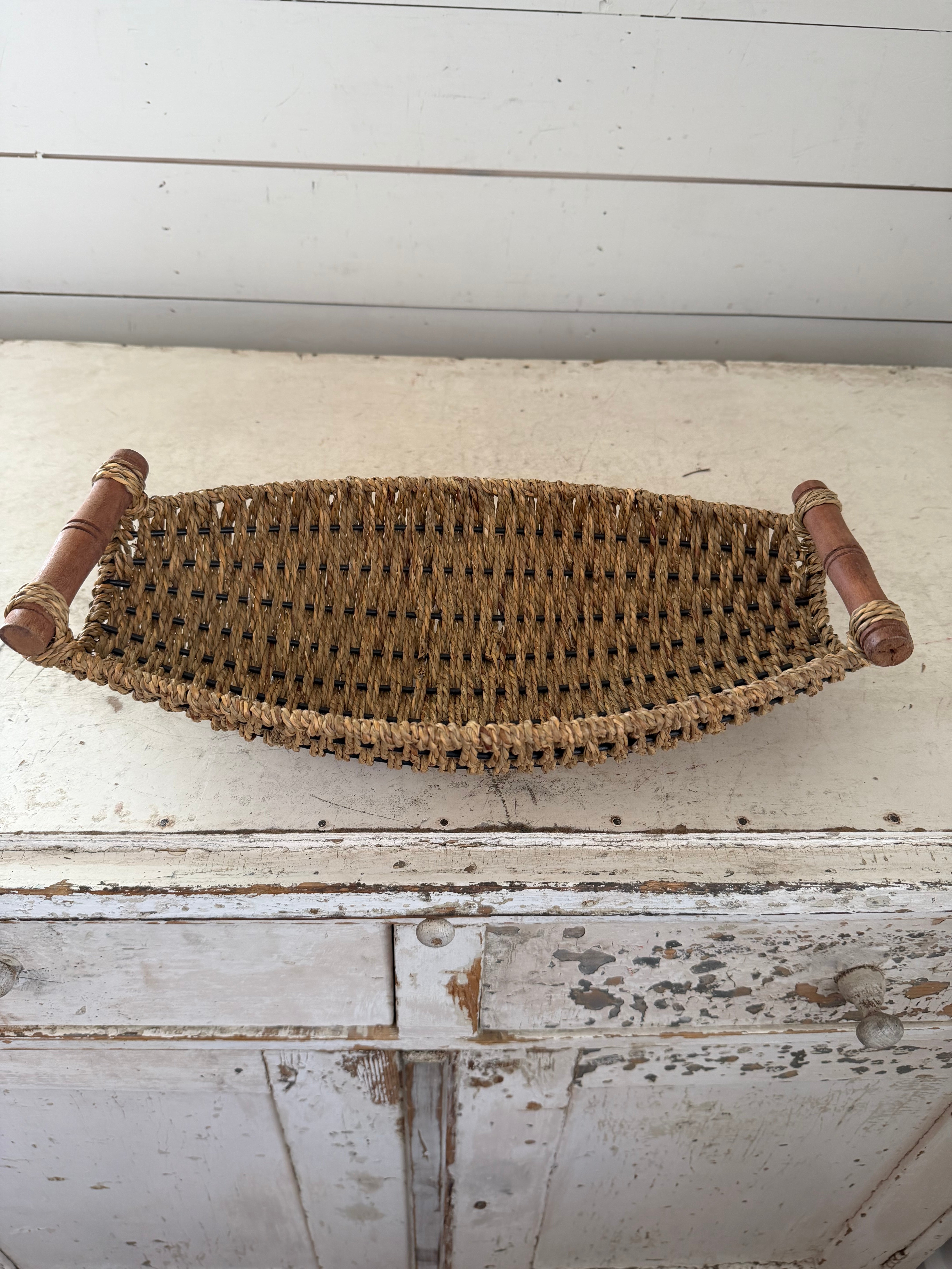 Woven Bread and Fruit Basket with Wood Handles - jacks pick – Jami Ray ...