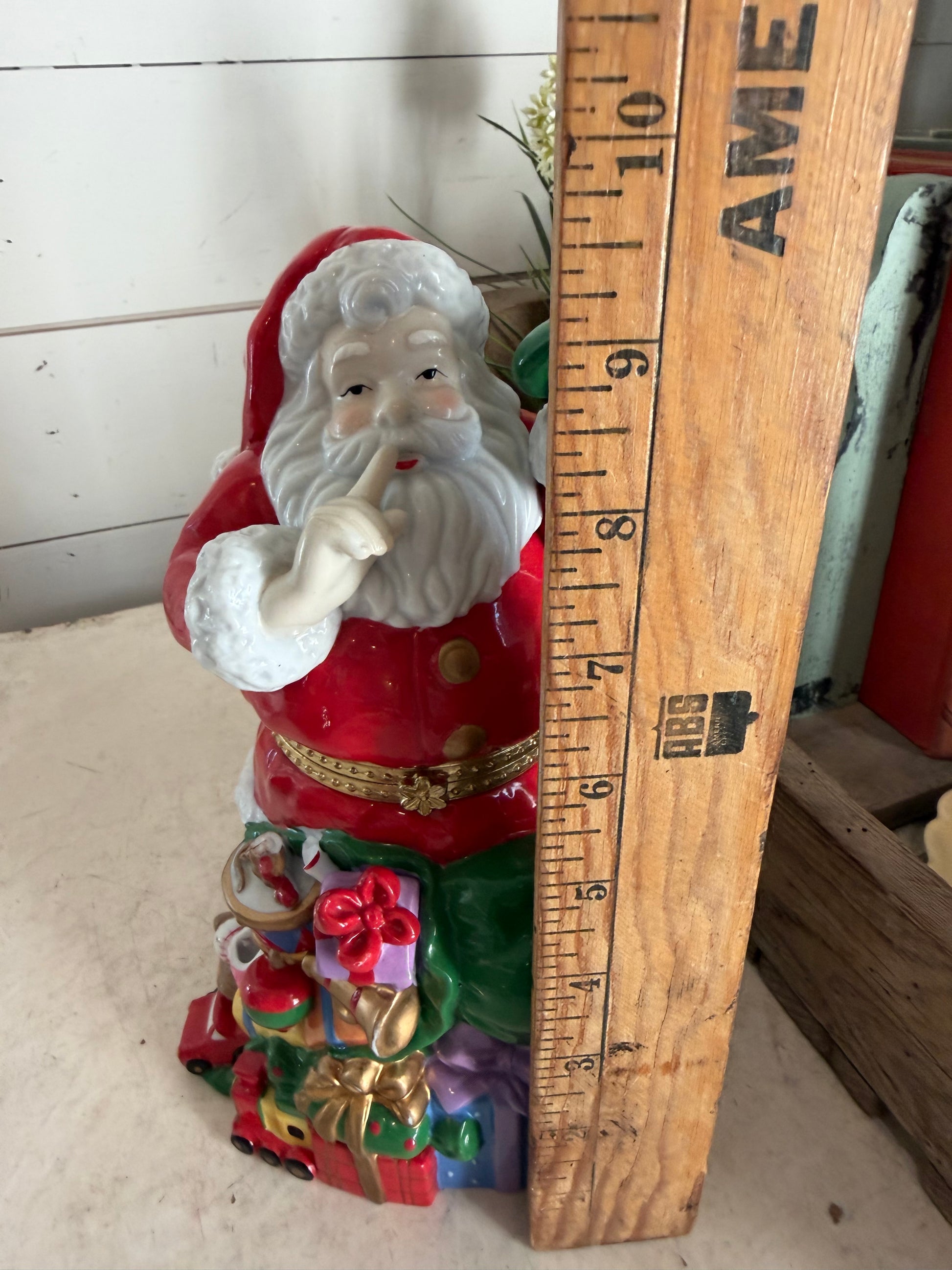 SANTA CLAUS Galerie Porcelain Ceramic Milk Chocolate Candy Cookie Jar ...