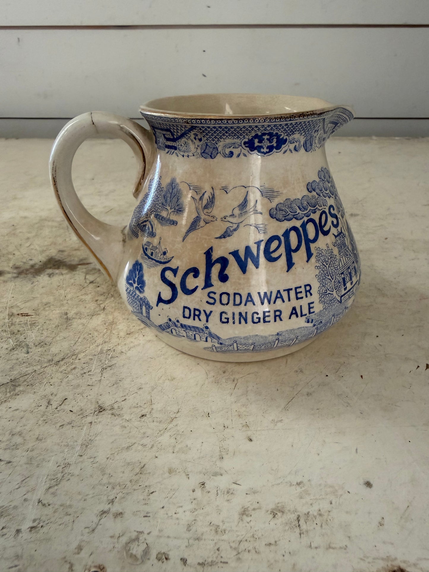 BLUE AND WHITE SCHWEPPES JUG BY JAMES GREEN & NEPHEW - London earthenw ...