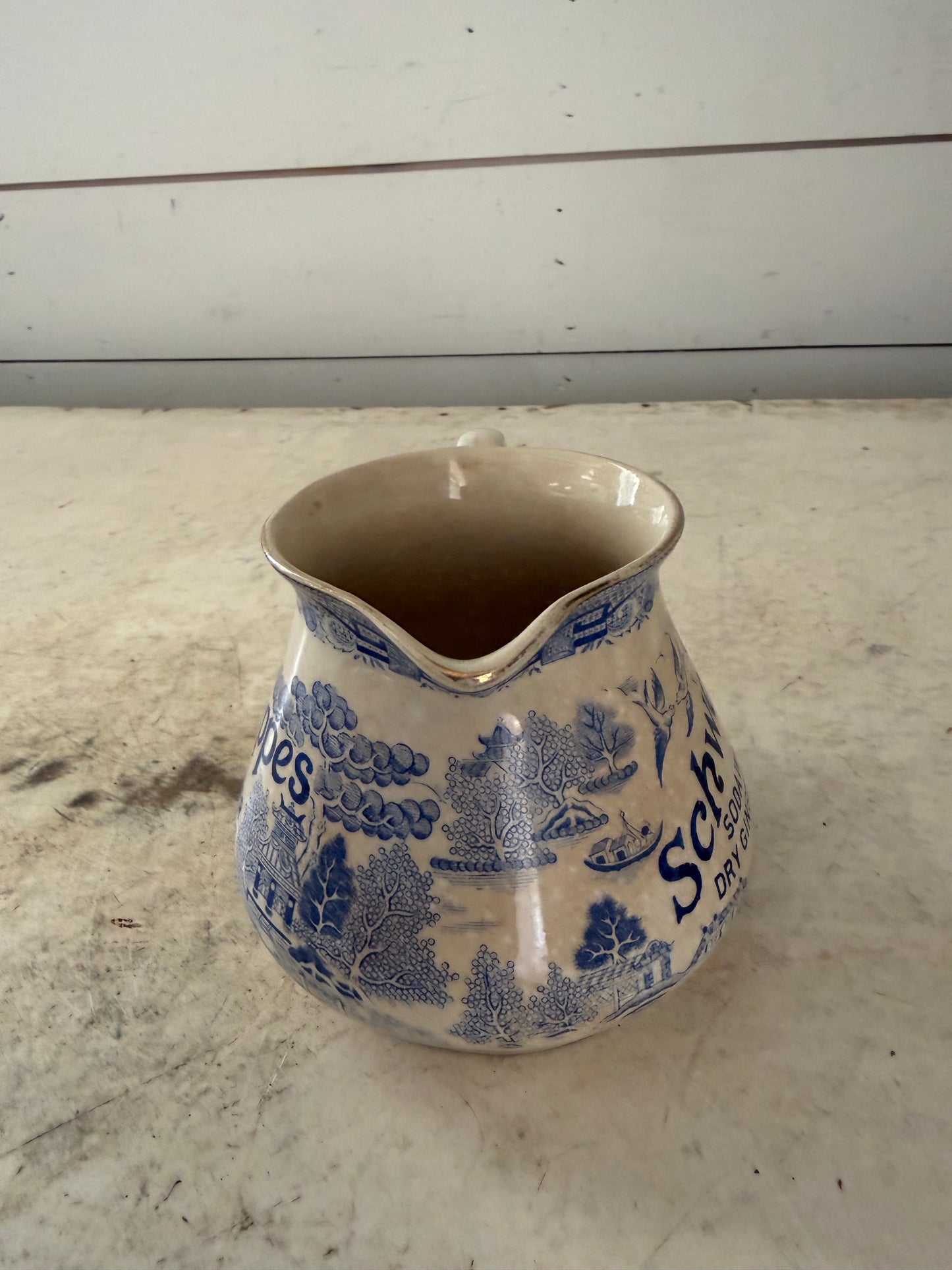 BLUE AND WHITE SCHWEPPES JUG BY JAMES GREEN & NEPHEW - London earthenw ...