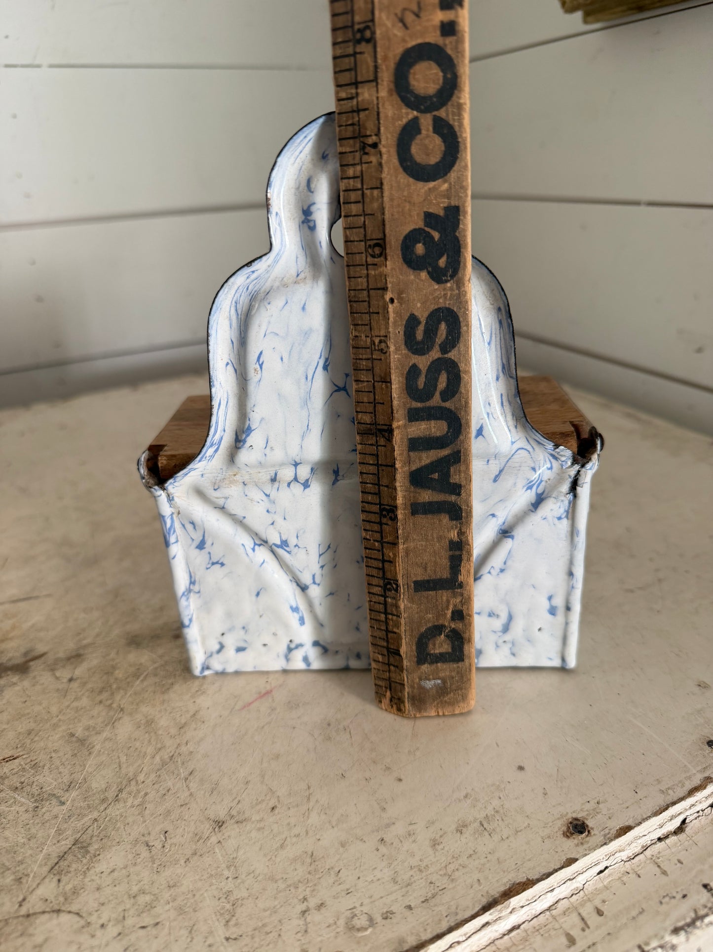 French Enamel Matchbox Holder: Blue & White Allumettes wood top – Jami ...