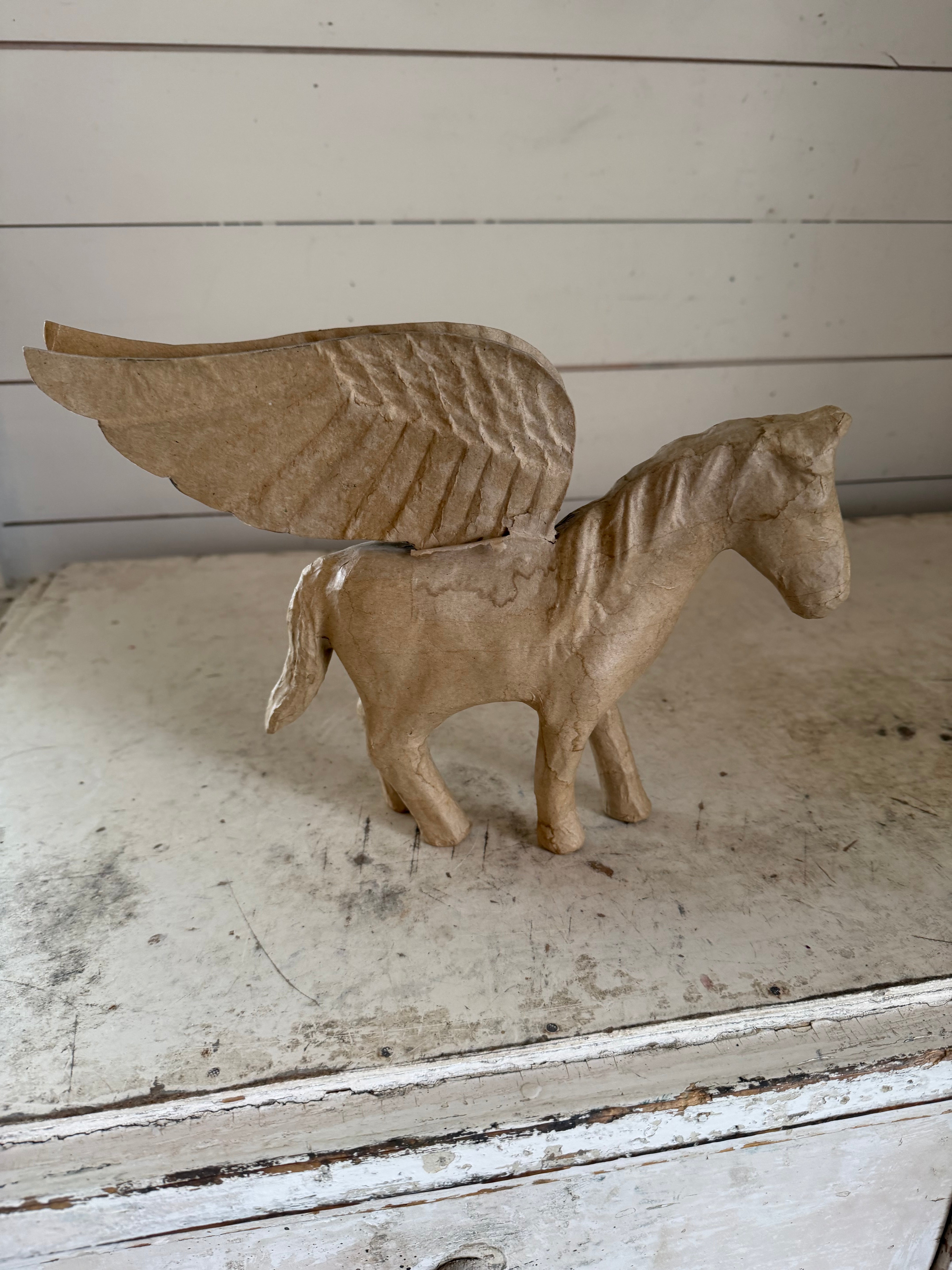 Paper Machet horse will get makeover wings removed and mounted on stan ...
