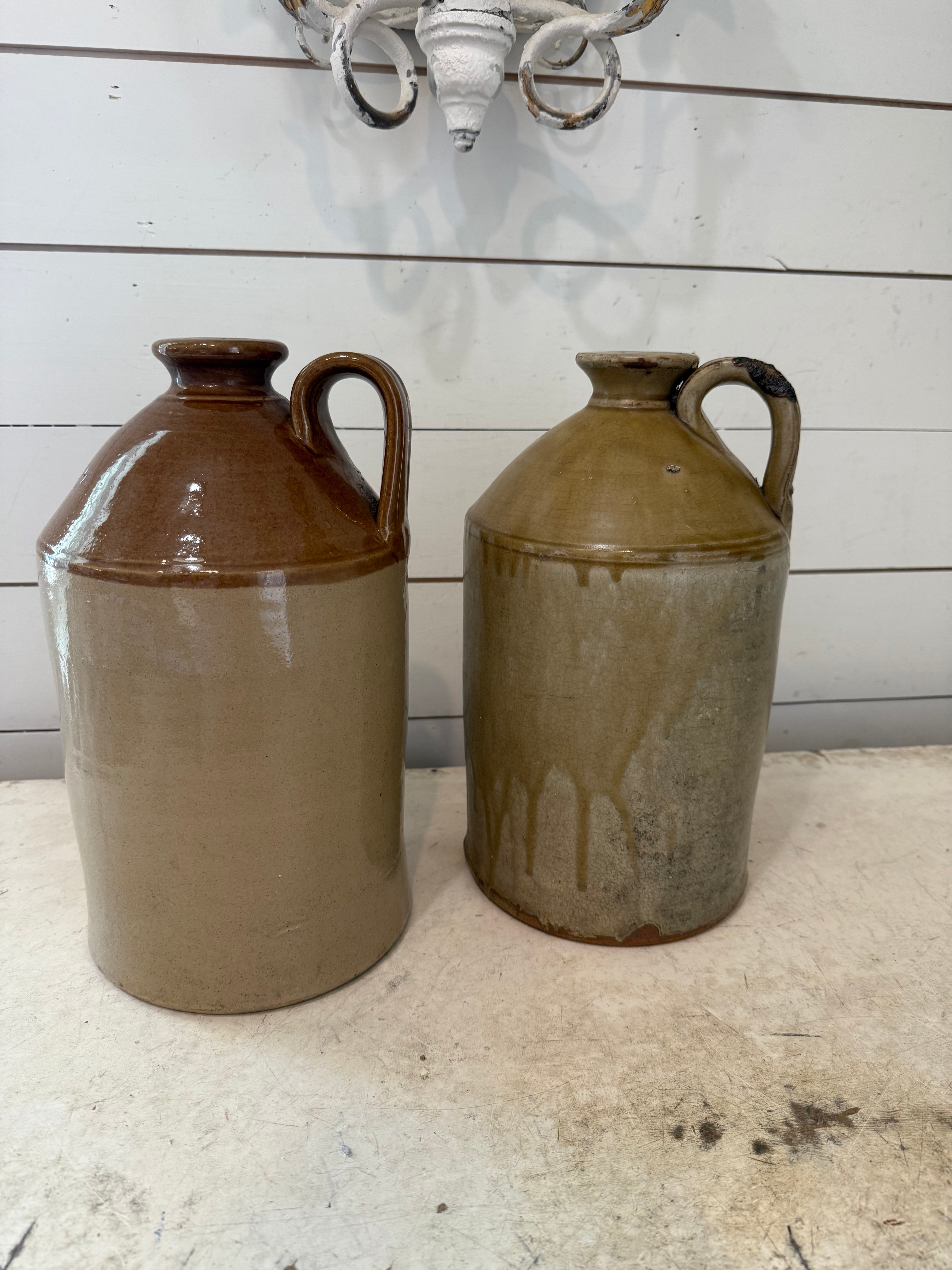Large Antique Vintage English Stoneware Earthenwarw Flagon - sold indi ...