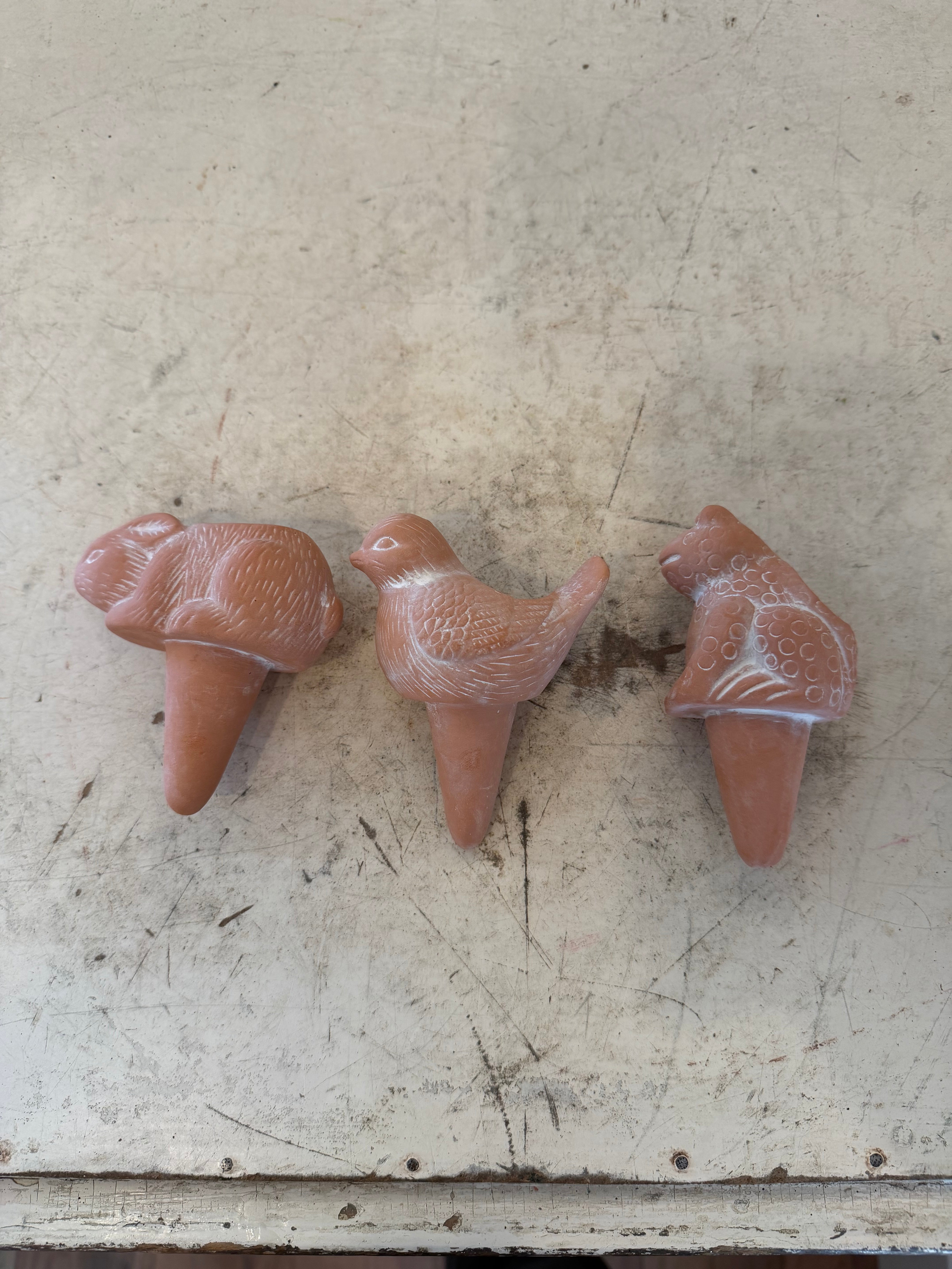 Set of Terra Cotta Plant Watering Spikes Rabbit, Bird, Frog – Jami Ray ...