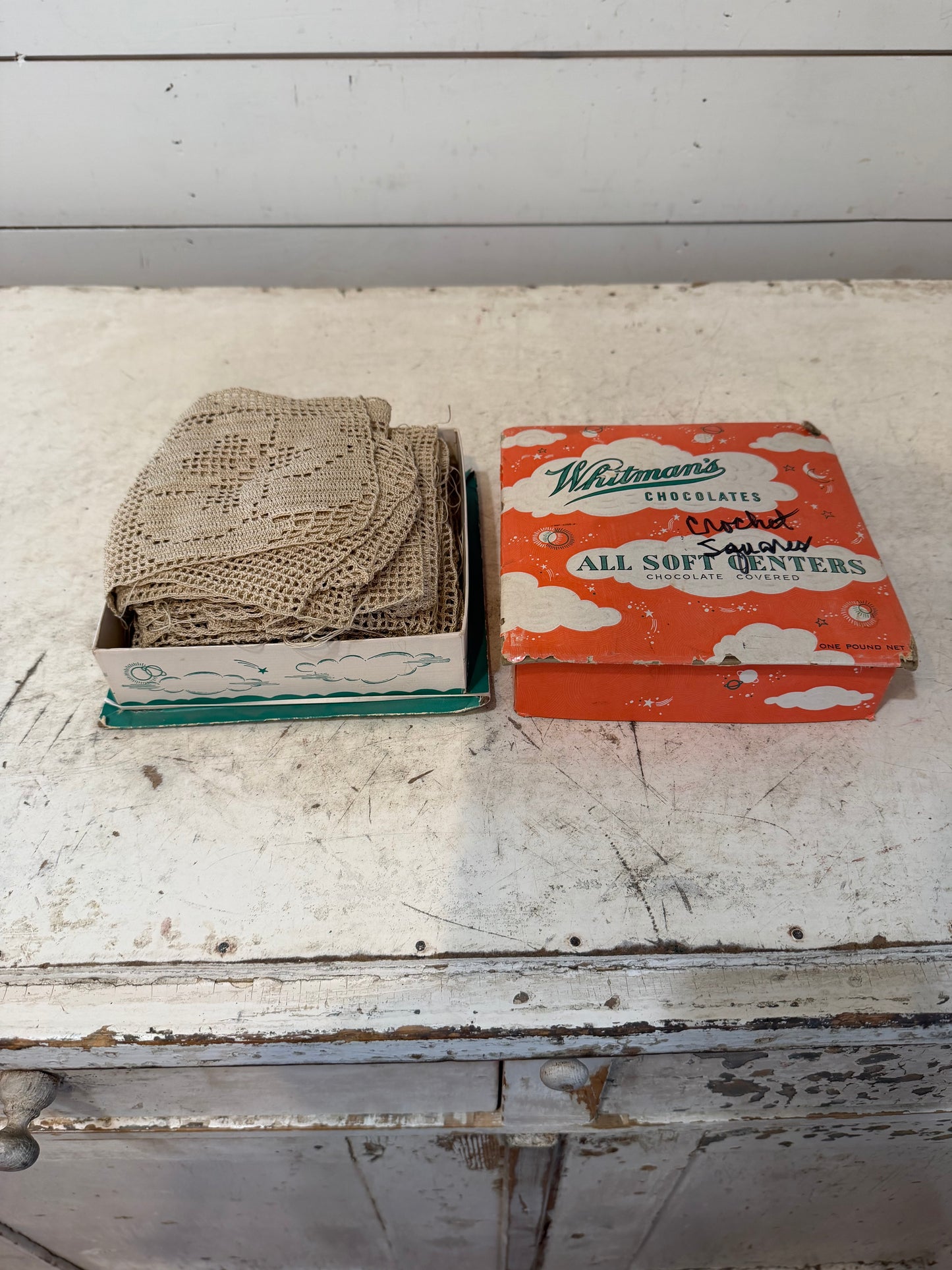 Vintage Entenmans Chocolate box with handmade crochet squares by Gramm ...