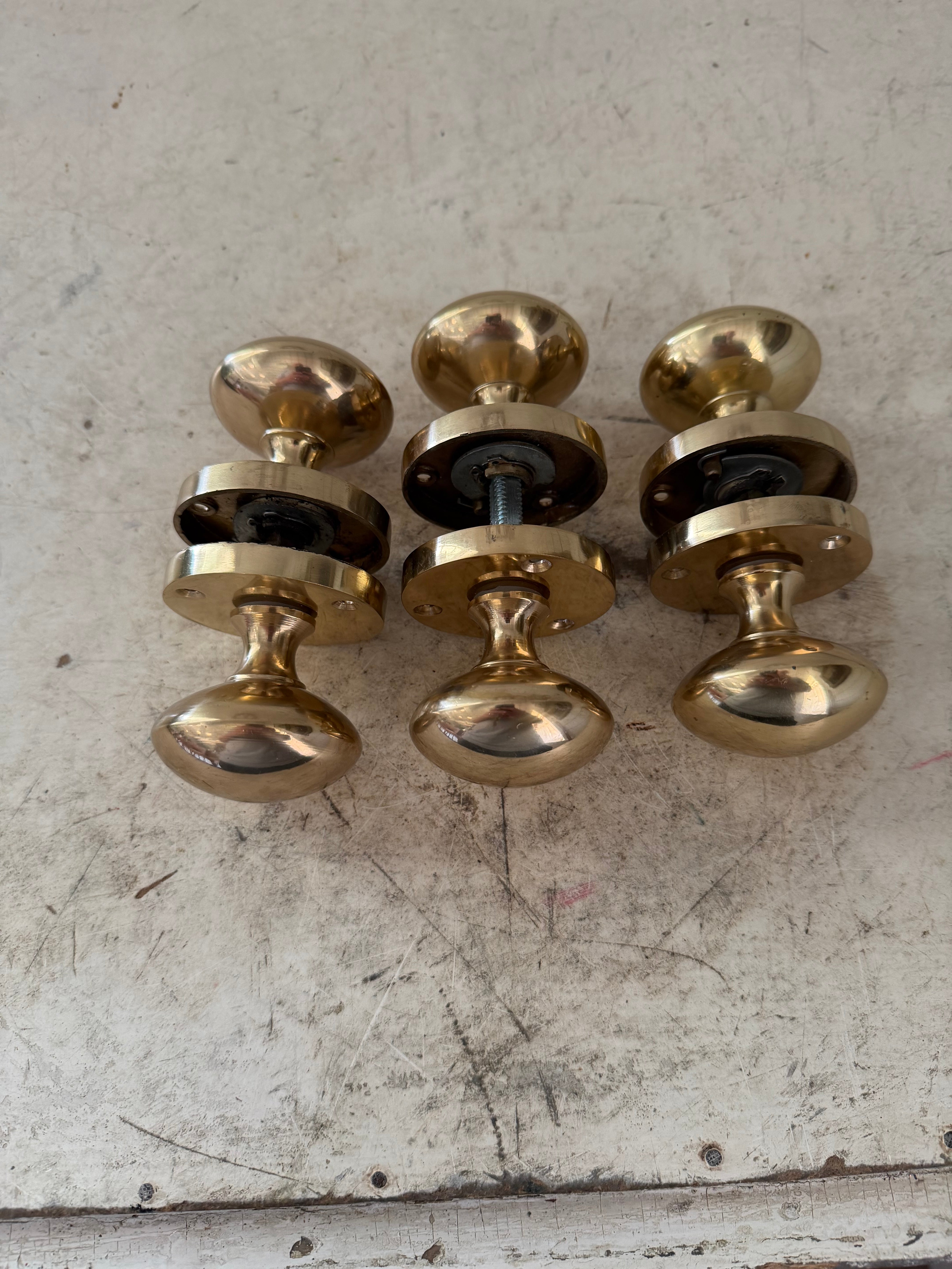 Edwardian Style Brass Bun door Knobs stationary - each set Sold Indivi ...