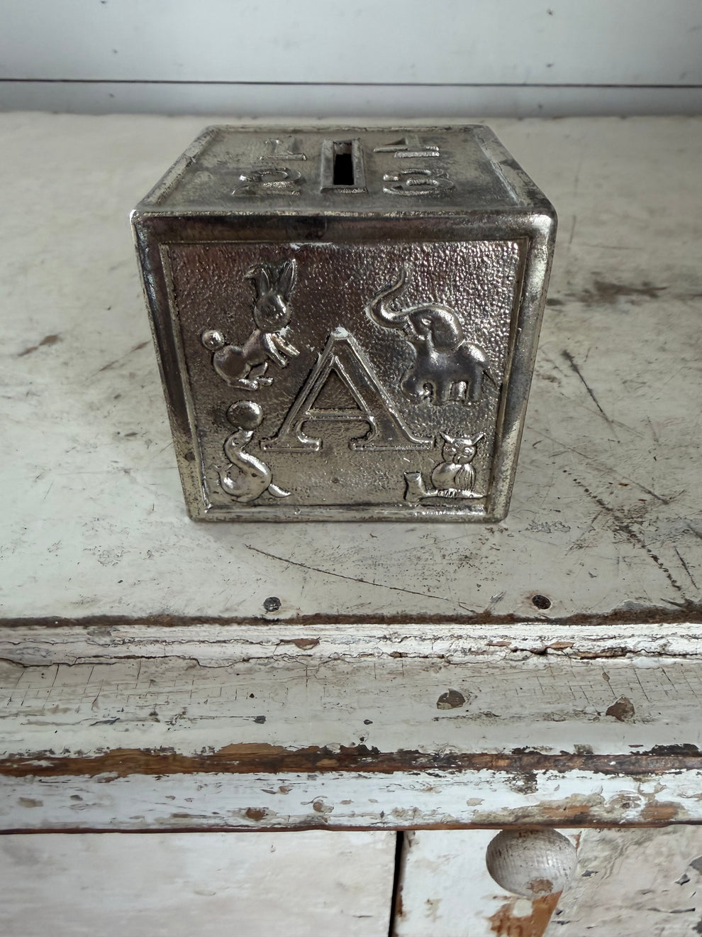 Vintage Raimond silver-plated metal alphabet block coin bank – Jami Ray ...