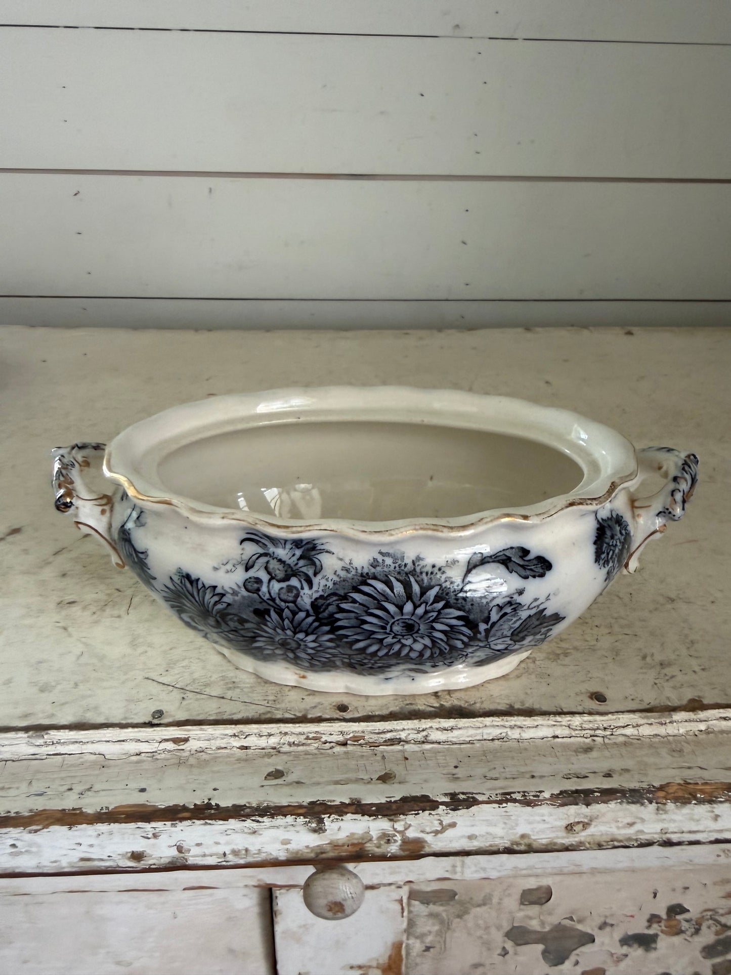 Pretty Victorian Tureen Daisy Late Mayers Blue White Ware. Oval Vegeta ...