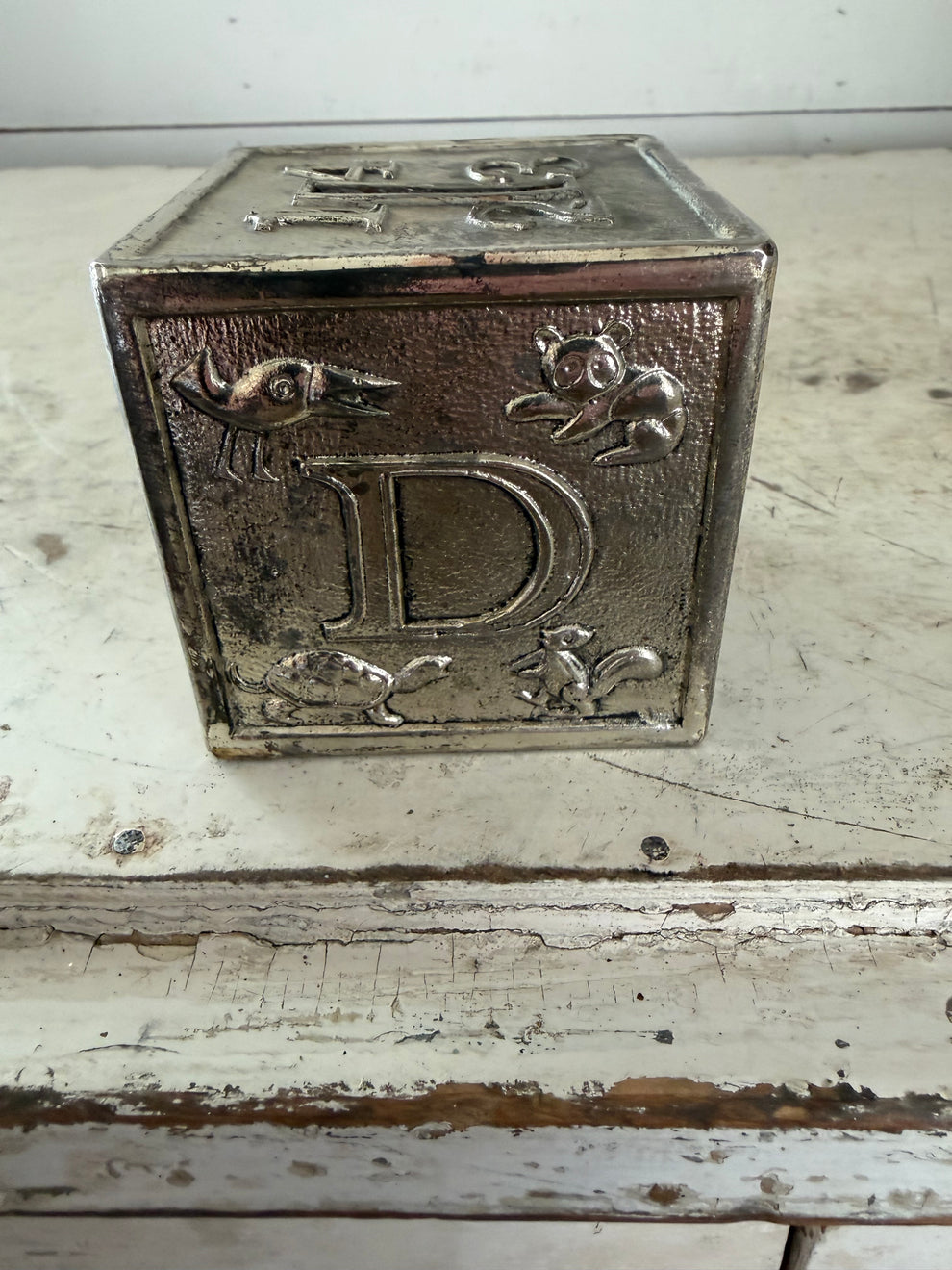 Vintage Raimond silver-plated metal alphabet block coin bank – Jami Ray ...