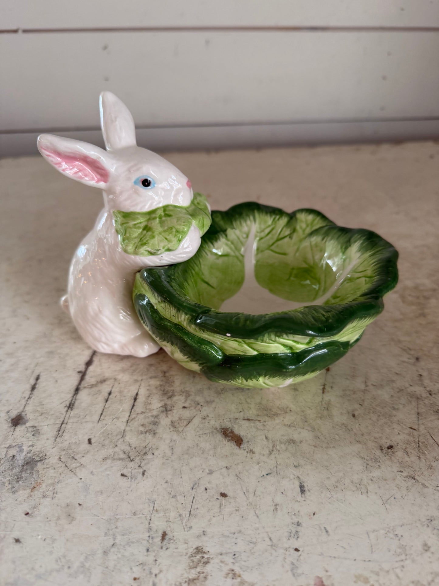 Department 56 Ceramic White Rabbit Lettuce Bowl Candy Dish Cabbage Eas ...
