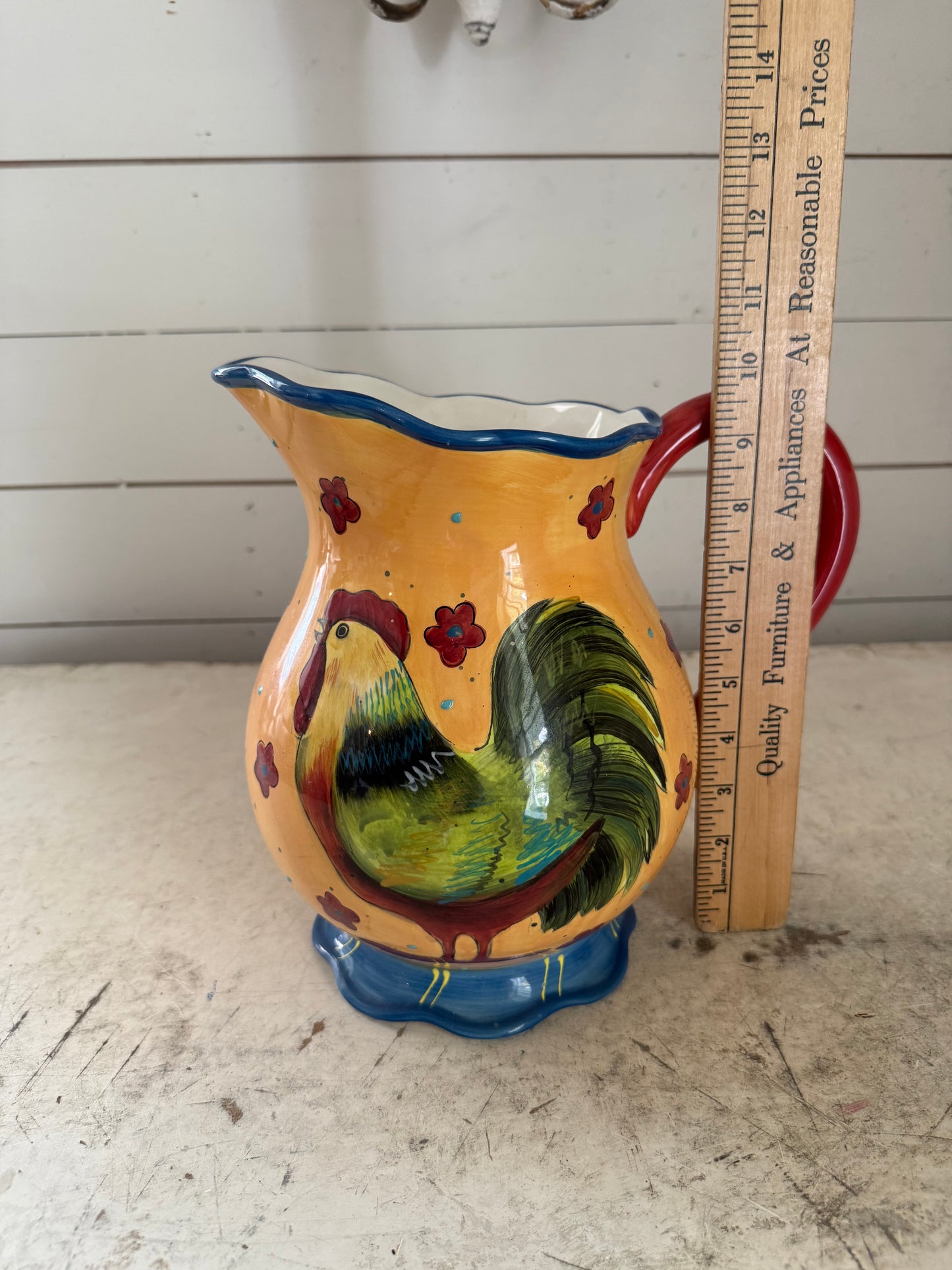 Vintage Susan Winget country collage pitcher entertaining farmhouse co ...