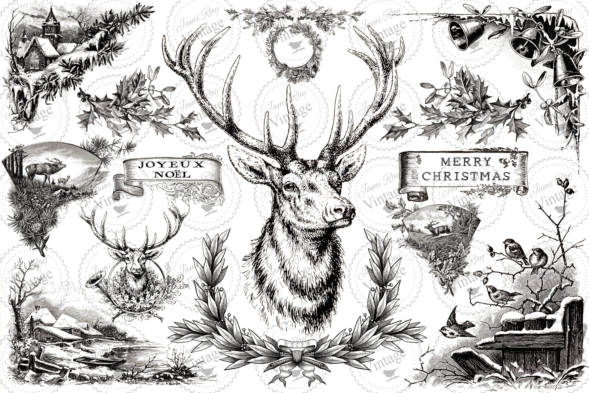 Christmas Stag 18 pound paper made for Decoupage, Tissue Paper 18x20 ...